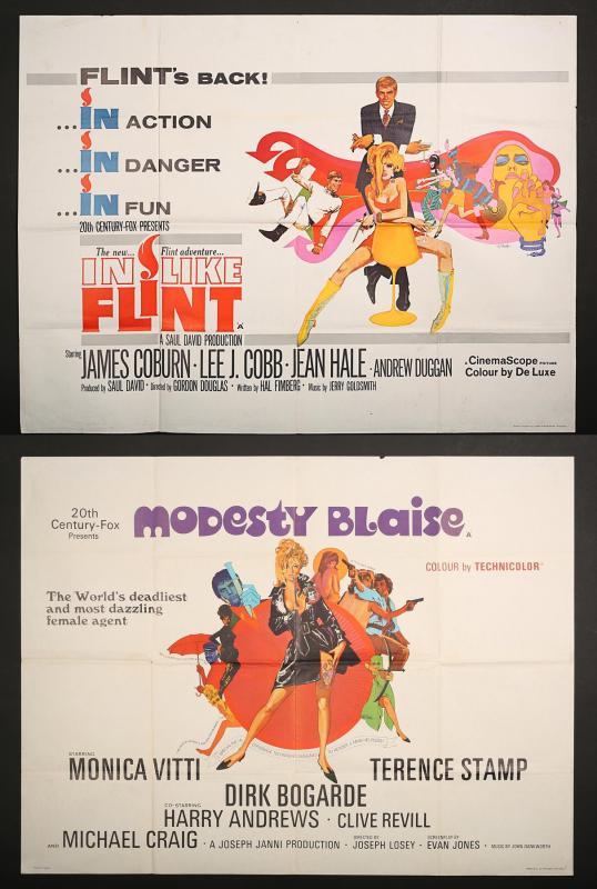 MODESTY BLAISE (1966) / IN LIKE FLINT (1967) - Two UK Quad Posters ...